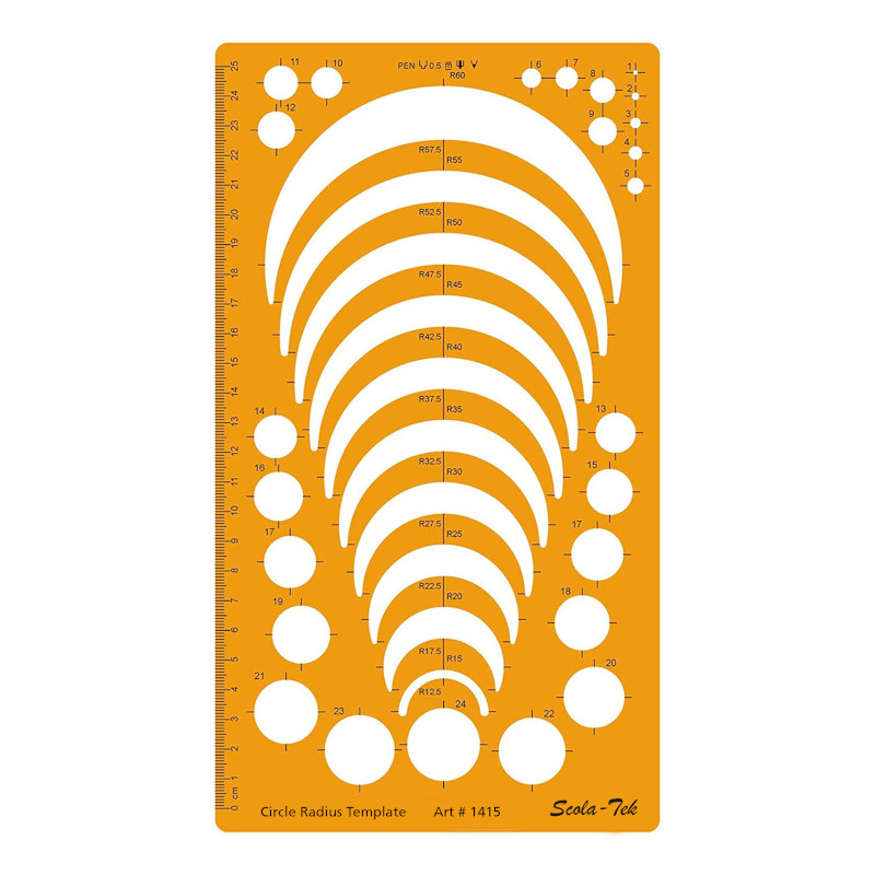 Stencil Large radius/circles 1415plastic - Scola-Tek